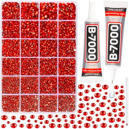 Amazon.com: 2880 PCS Red Rhinestones for Nails Ss10 Red Gems for ...