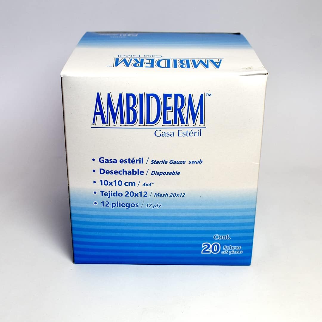 AMBIDERM Gasa 10x10 Estéril caja c/20 sobres : Amazon.com.mx: Salud y Cuidado Personal