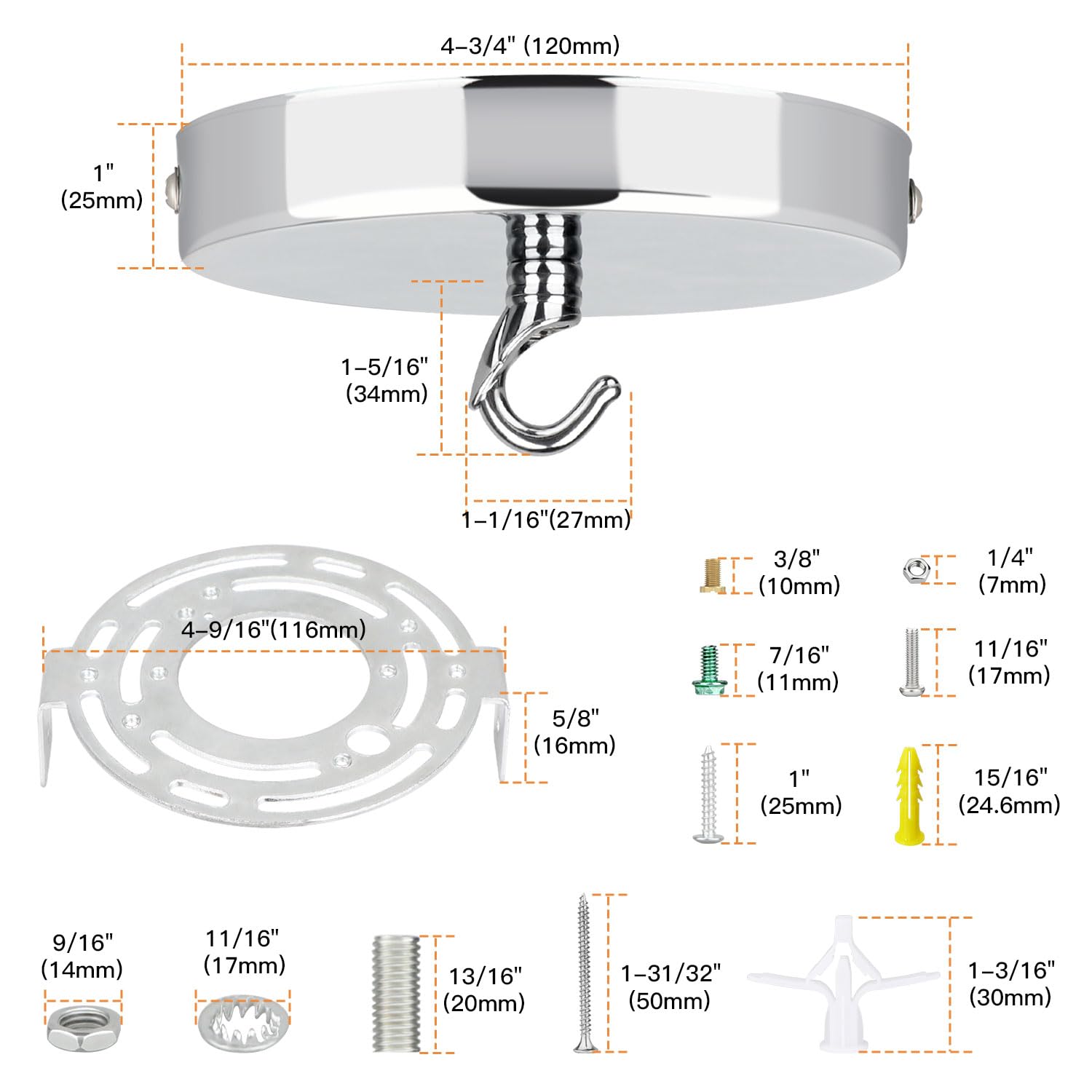 Snapklik.com : Helunsi Ceiling Canopy Kit, Silver Chandelier Pendant ...