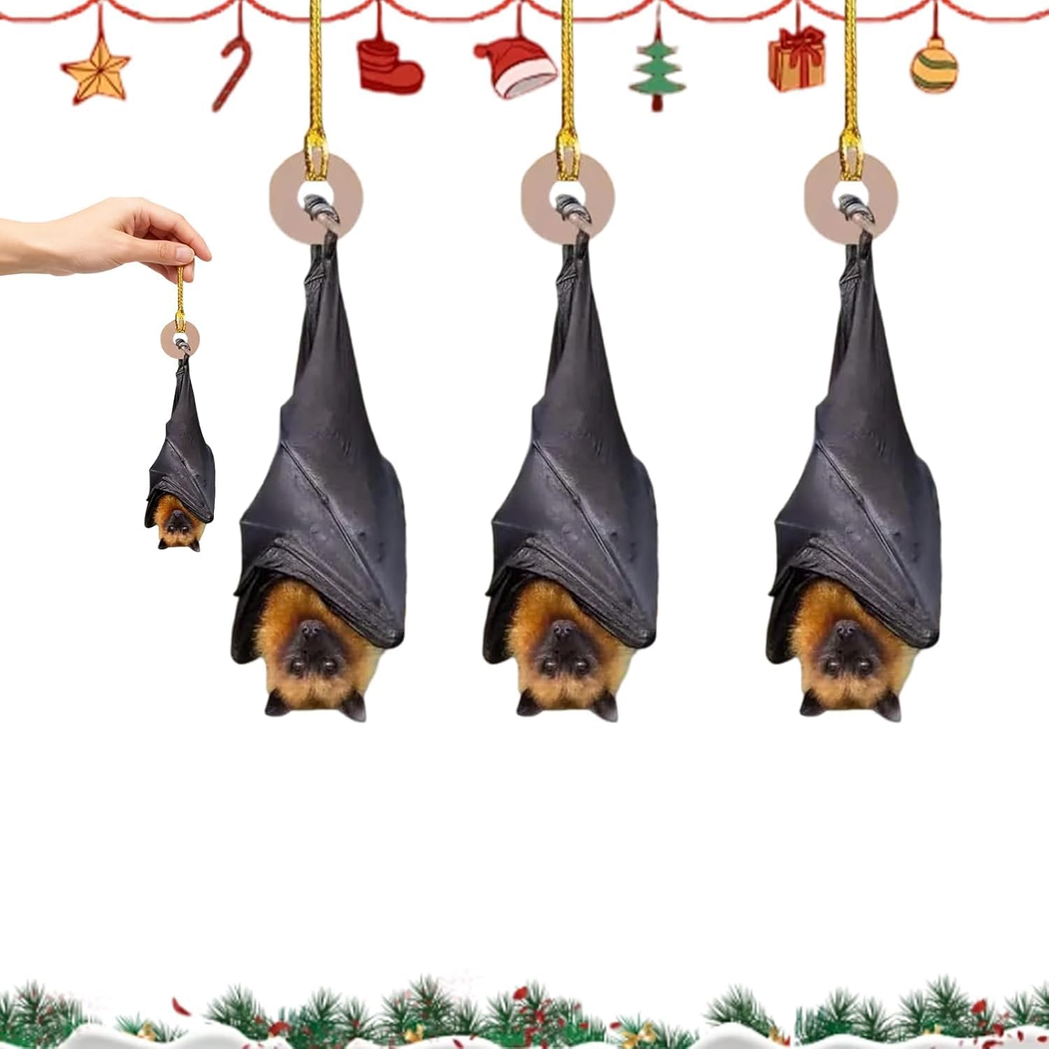 Amazon.com: 3pc Bat Christmas Ornament,Realistic Hanging Bat Tree ...
