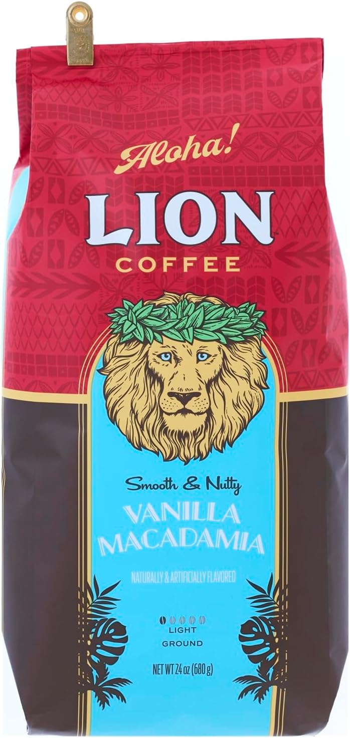 Amazon.com : Lion Coffee Vanilla Macadamia 24oz (680g) : Ground Coffee : Grocery & Gourmet Food