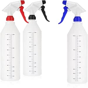 com-four® 3 x Spray Bottles with Scale - Chemical Resistant Pump ...