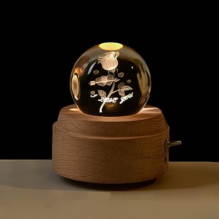 Amazon.com: 3D Rechargeable Crystal Ball Music Box With Led Projection ...