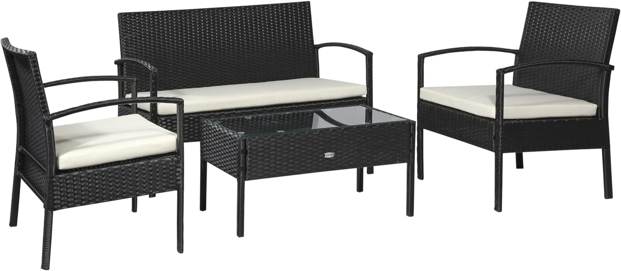 Outsunny Set 2 Pezzi Mobili da Giardino in Rattan Salvaspazio con 1 ...