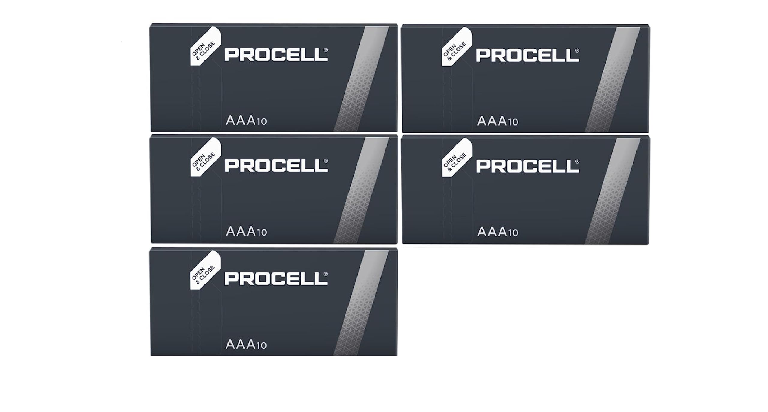 50 x Mini Duracell Procell AAA (5 Blistercard with 10 Batteries) 50 ...