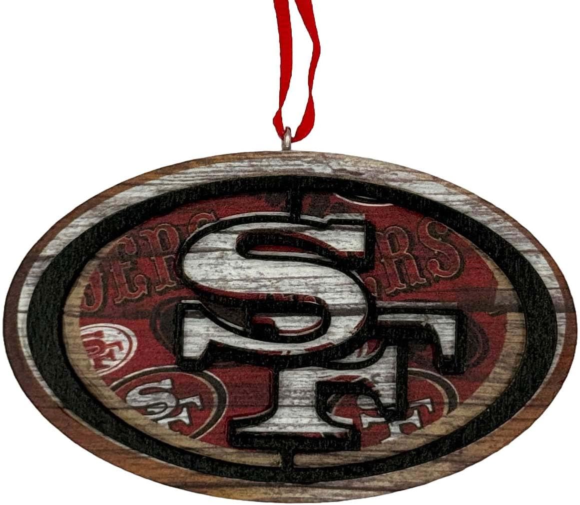 Amazon.com: FOCO San Francisco 49ers Raised Logo Holiday Ornament ...