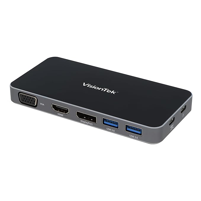 VisionTek VT210 Portable USB-C Dual Monitor Hub - 1x DP, 1x HDMI, 1x ...