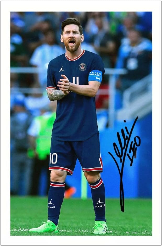 Lionel Messi Signed Photo Print Pre Printed Signature Paris St Germain ...