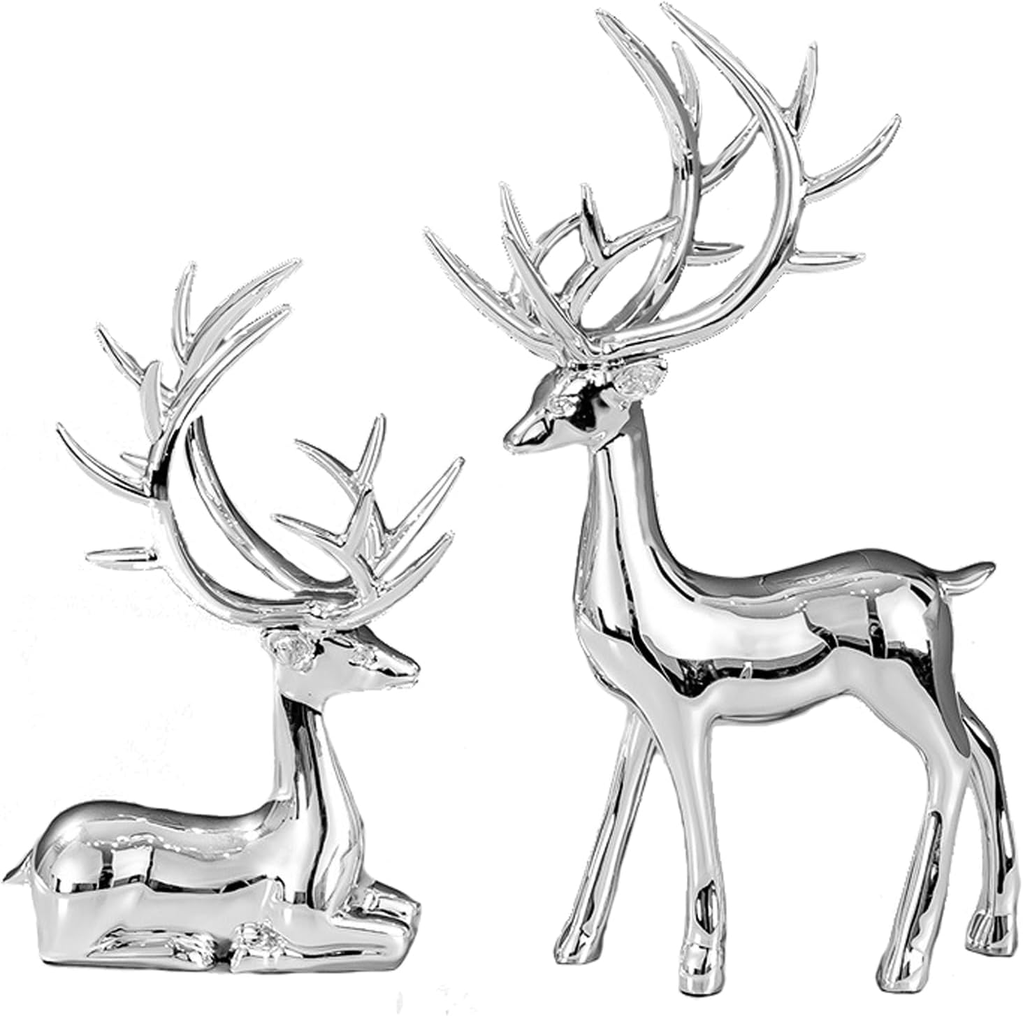 Amazon.com: 2Pcs Christmas Reindeer Figurines Resin Sitting and ...