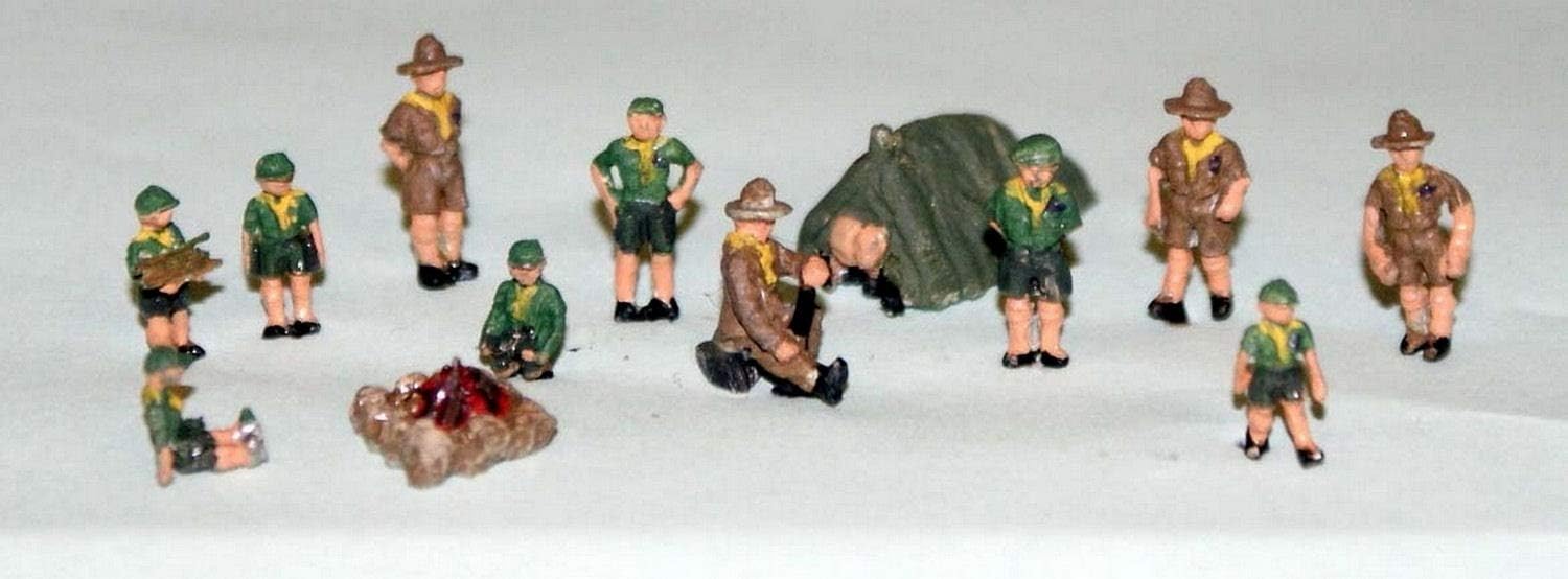 Langley Models Cub Scouts on Camp N Scale UNPAINTED Metal Model People ...