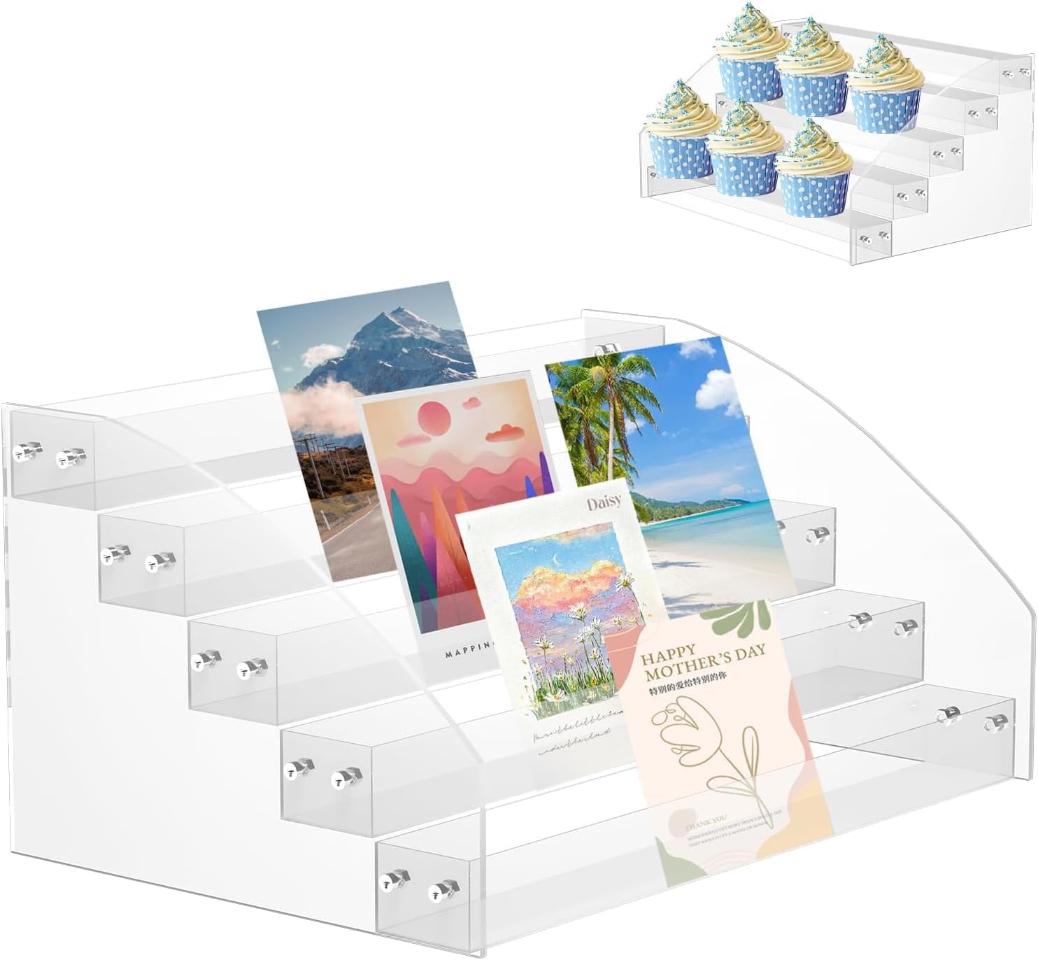 Amazon.com: yuuzue 5 Tier Greeting Card Display Rack, Clear Acrylic ...