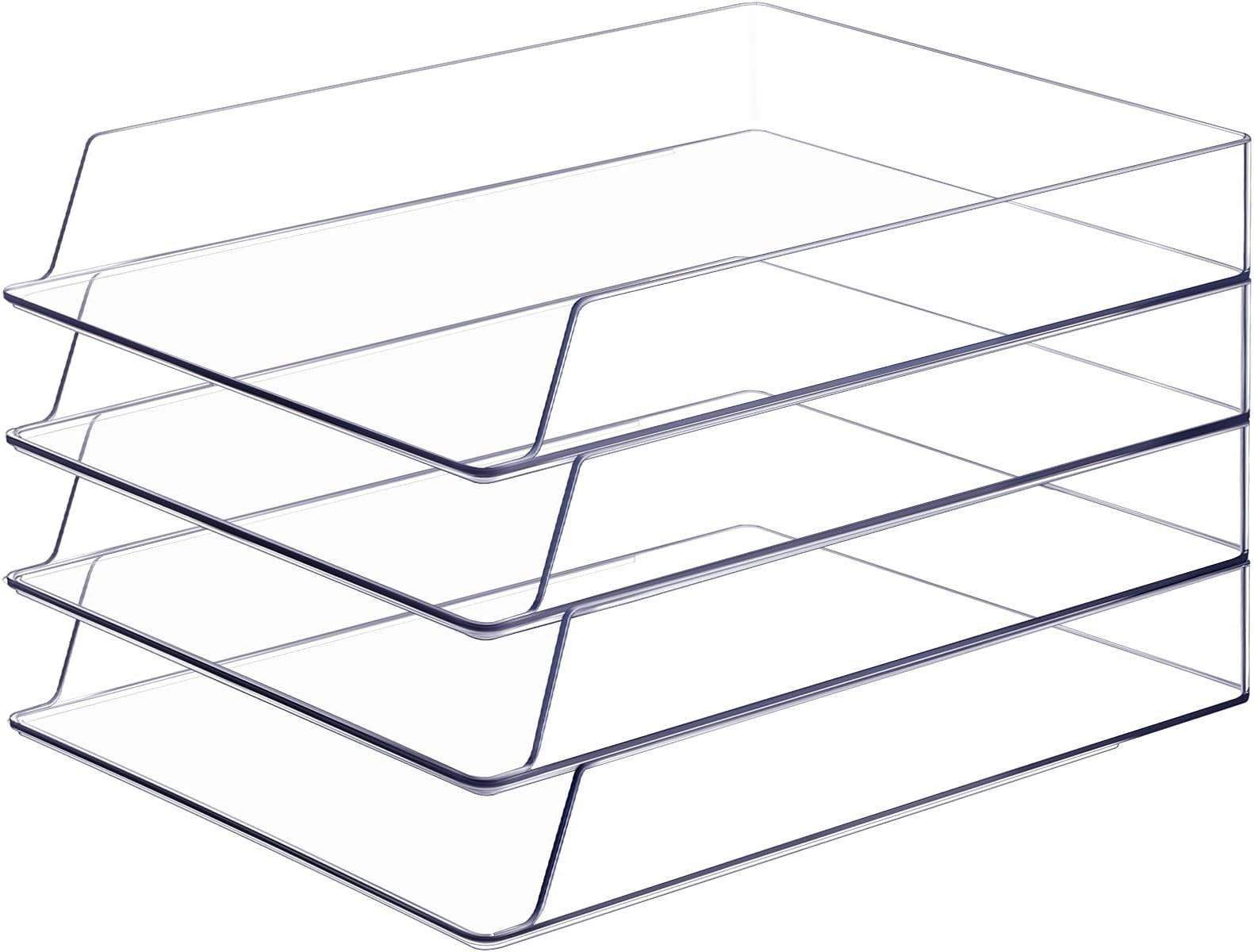 Amazon.com : Motiskyy Clear Stackable Desk Organizer 12.8 x 9.45 x 1.97 ...