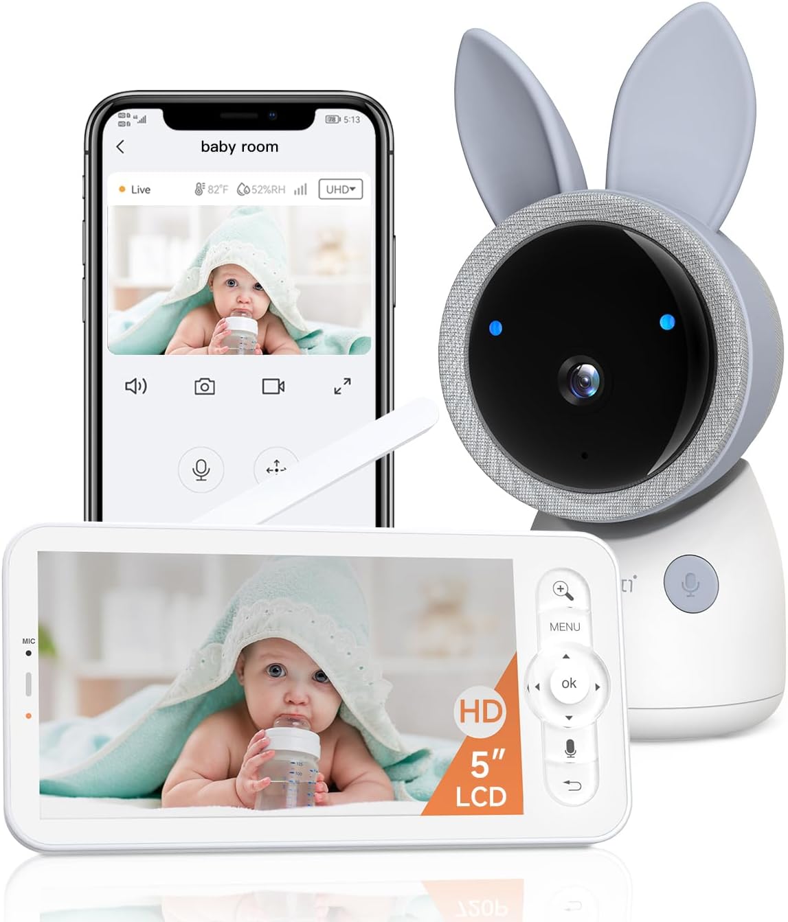 Amazon.com: ARENTI Upgraded Baby Monitor, 4MP 2.4G&5G WiFi Baby Camera ...
