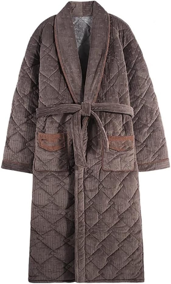 GELTDN Winter Men's Bathrobe robe 3-layer Flannel Super thick Warm ...