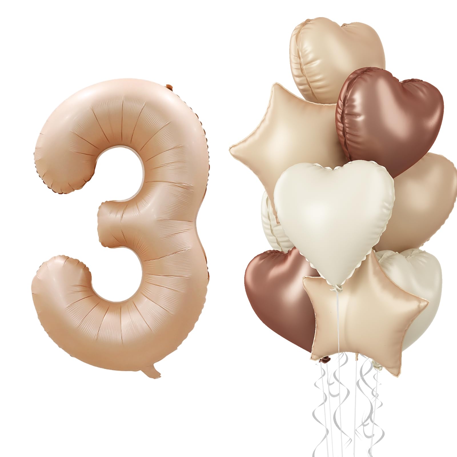 Amazon.com: 3rd Birthday Balloons Beige, Large Apricot Tan Foil 3 ...