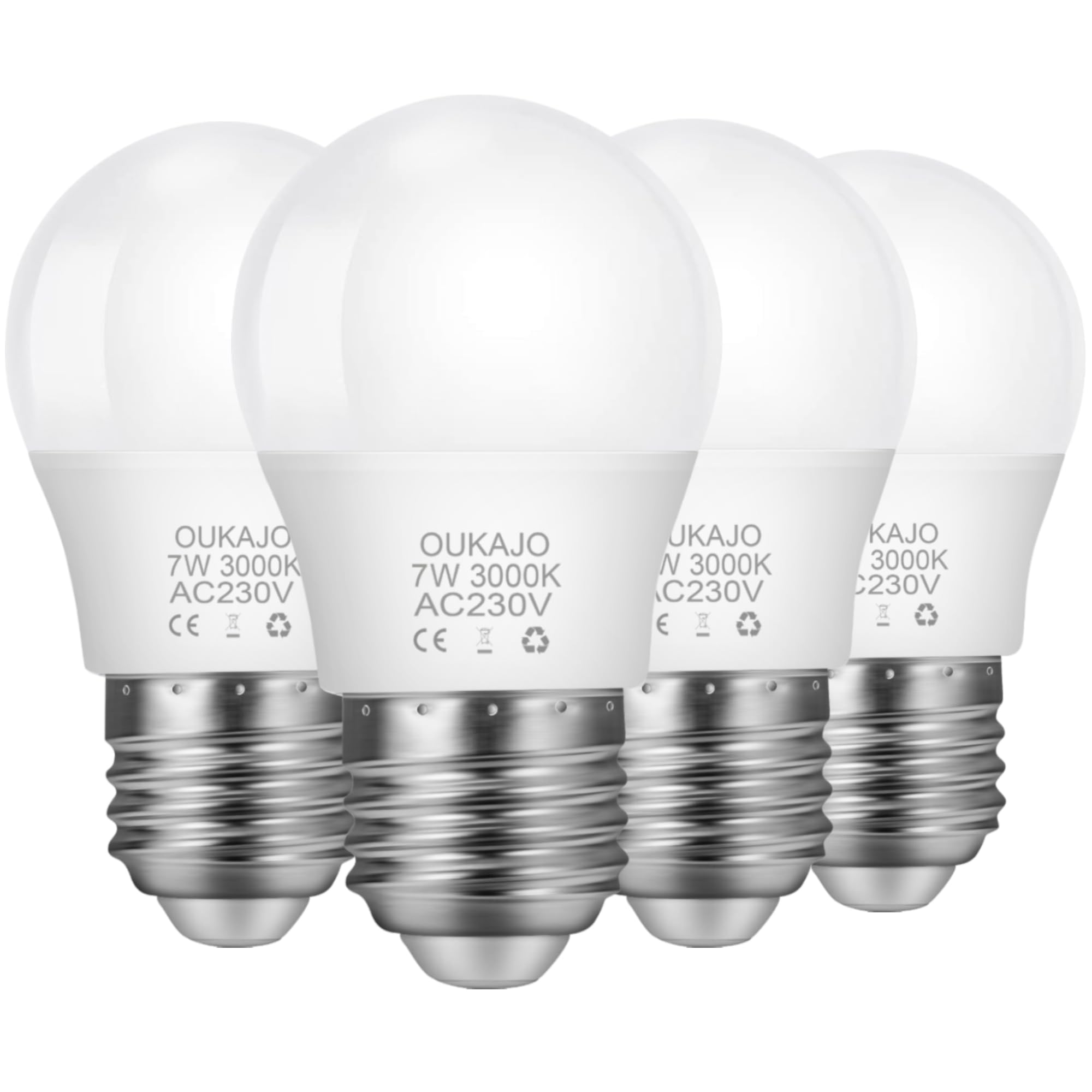 OUKAJO E27 Screw Led Light Bulb, Equivalent 60W,3000K Warm White,CRI>80 ...