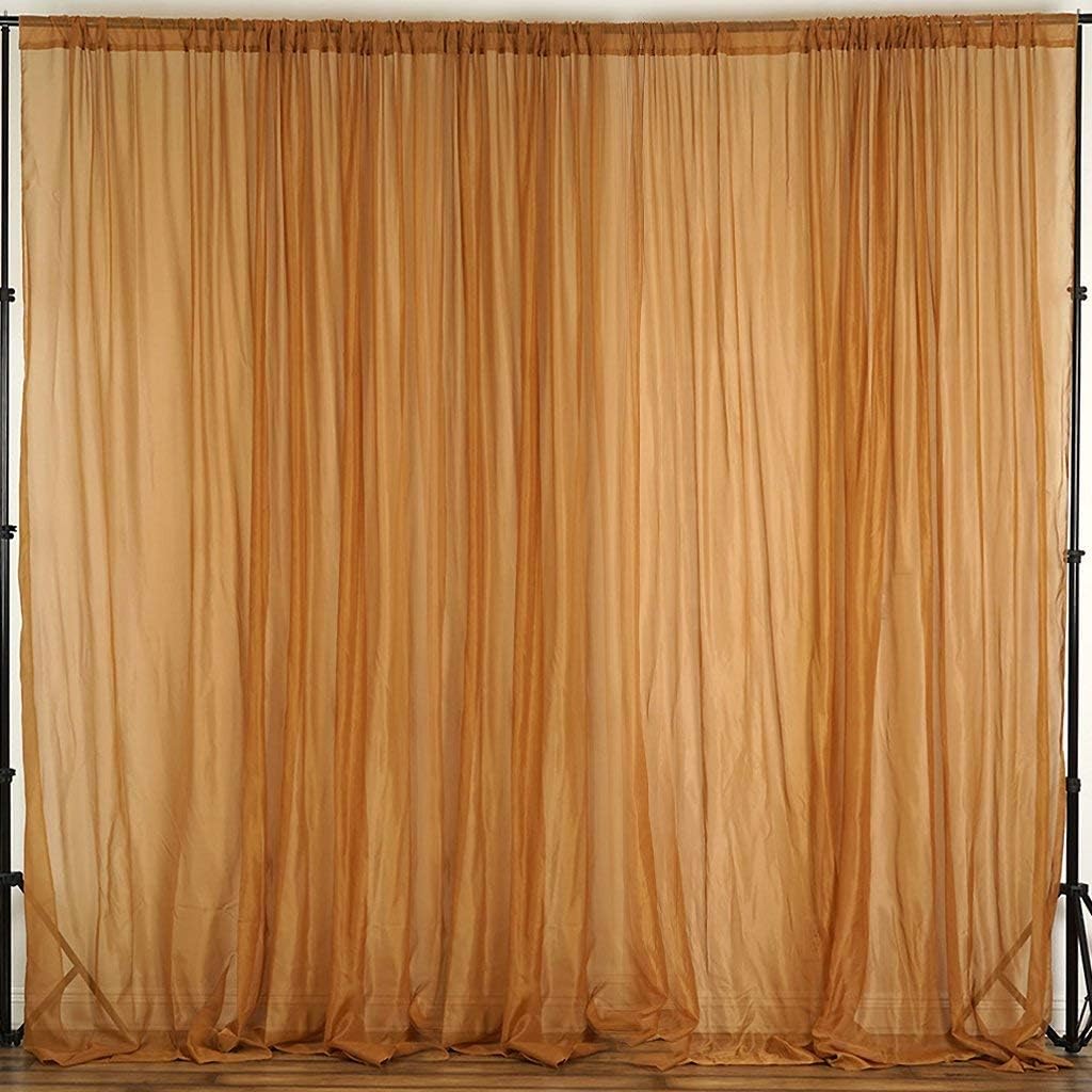 Amazon.com: TABLECLOTHSFACTORY 10FT Fire Retardant Gold Sheer Voil ...