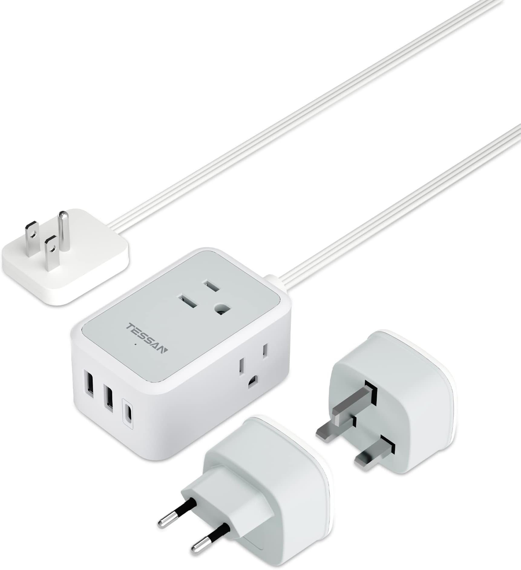 TESSAN Adaptador Europeo Enchufe, Cable de Extensión Eléctrica Viaje ...