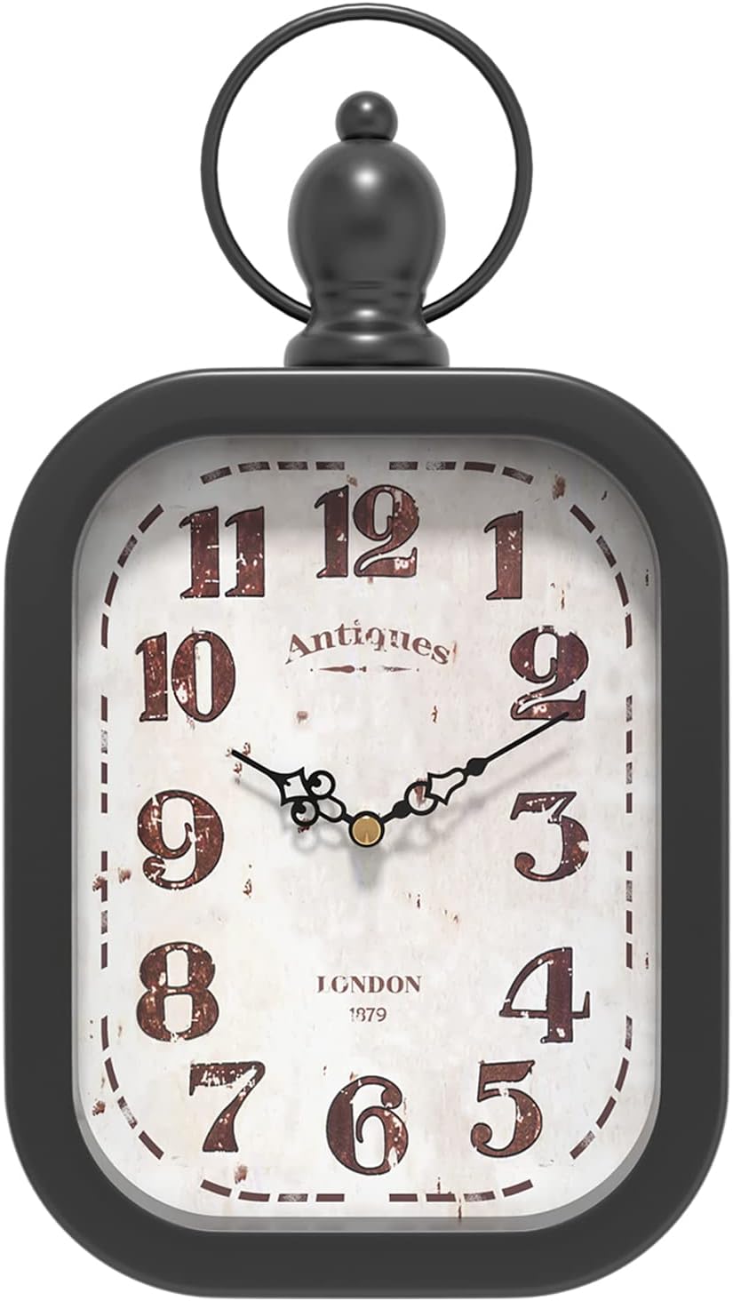 Amazon.com: Creative Co-Op Metal Rectangle Hanging Clock with Handle ...