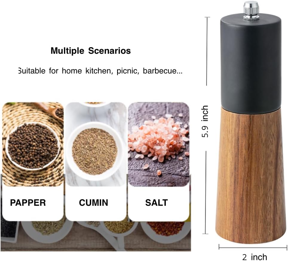 Juego de molinillo de sal y pimienta de madera, hecho de madera de ...