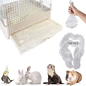 HAICHEN TEC 100 Pcs Rabbit Cage Liners Disposable - Clear Plastic Bunny ...