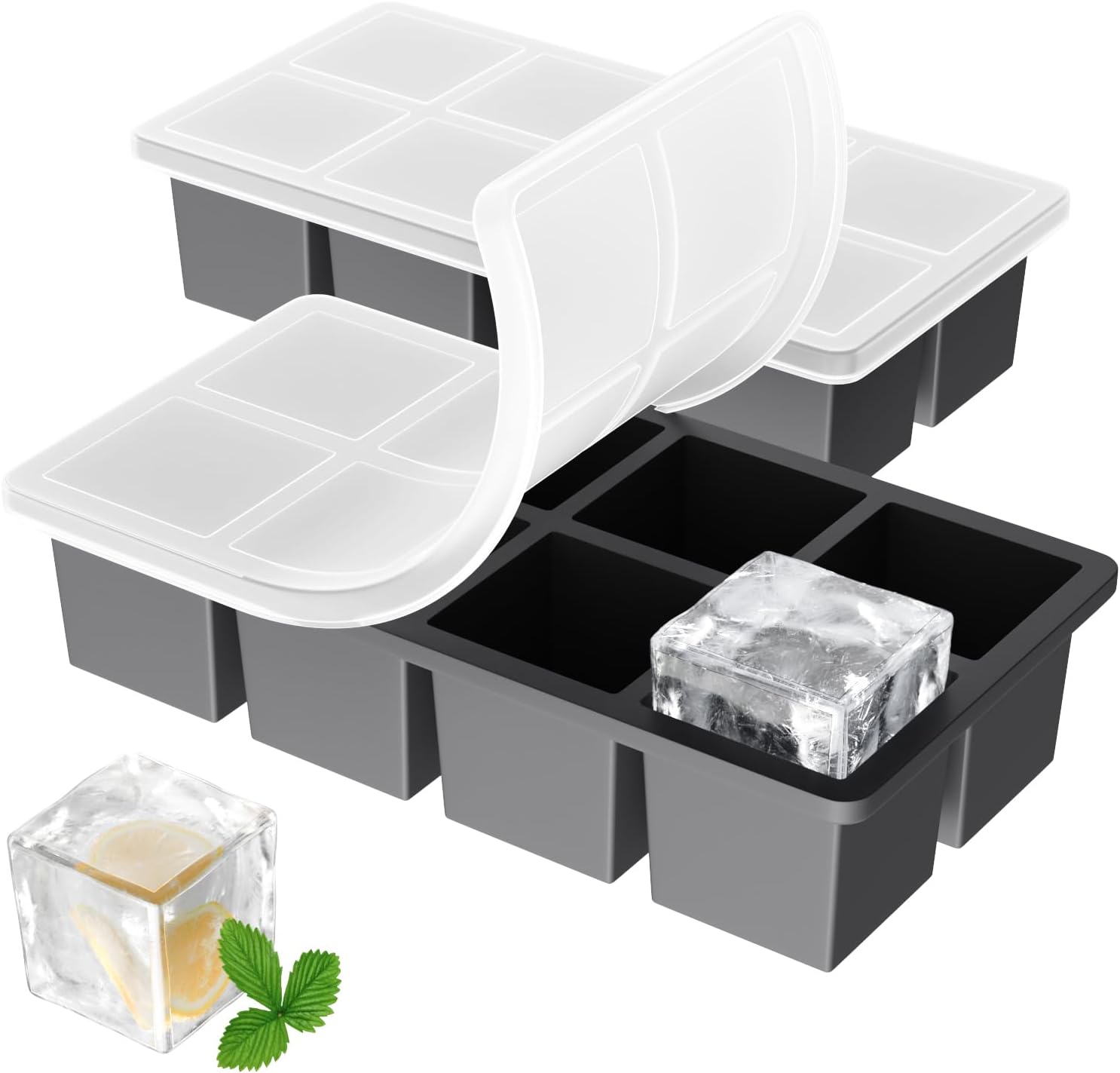 Amazon.com: OYXism Large Silicone Ice Cube Tray with Lid - Big Square ...