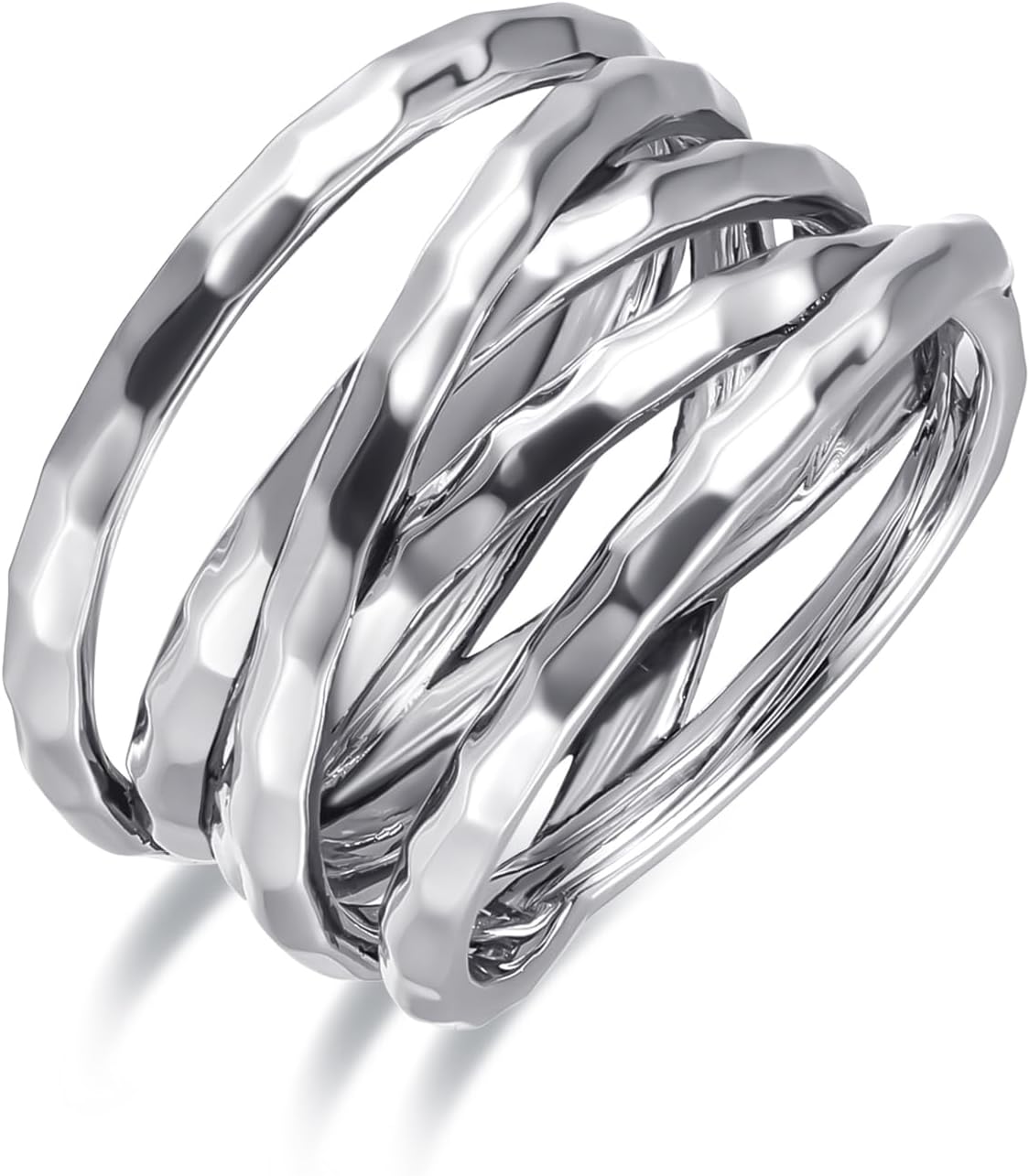 Amazon.com: AVECON Womens Highway Ring Overlapping Statement Rings Hammer Design Bands ...