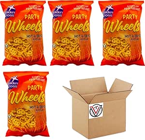 04 x Party Wheels Hot & Spicy Flavour Snacks Sharing Bag 90g : Amazon ...