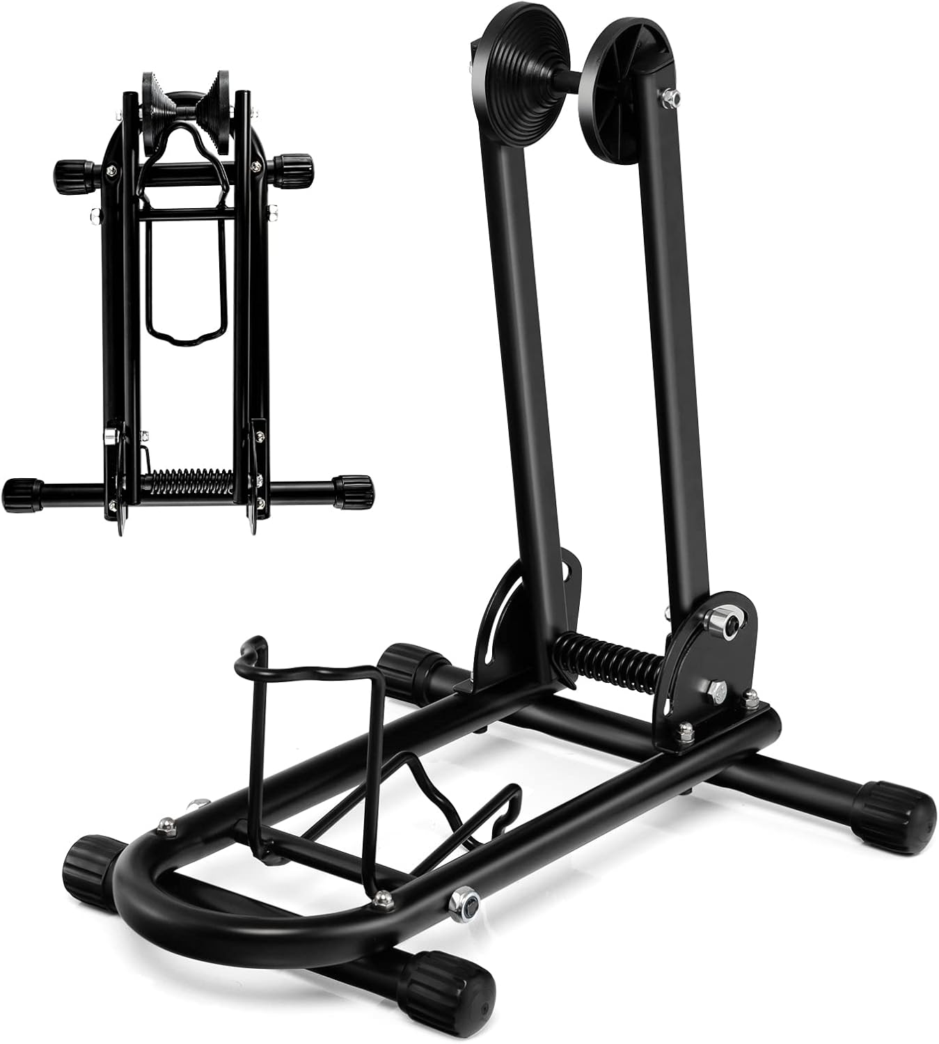 GYMAX Faltbarer Fahrradständer, freistehender Fahrradhalter mit rutschfeste Füße, platzsparender ...