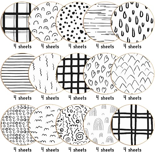 Snapklik.com : 60pcs Black & White Hand-Drawn Style Patterned Paper ...