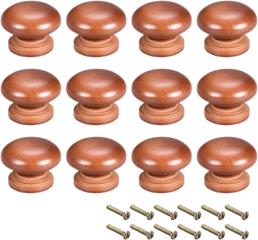 uxcell Round Wood Knobs, 8pcs 33mm(1.3") Diameter Pull Handles for ...