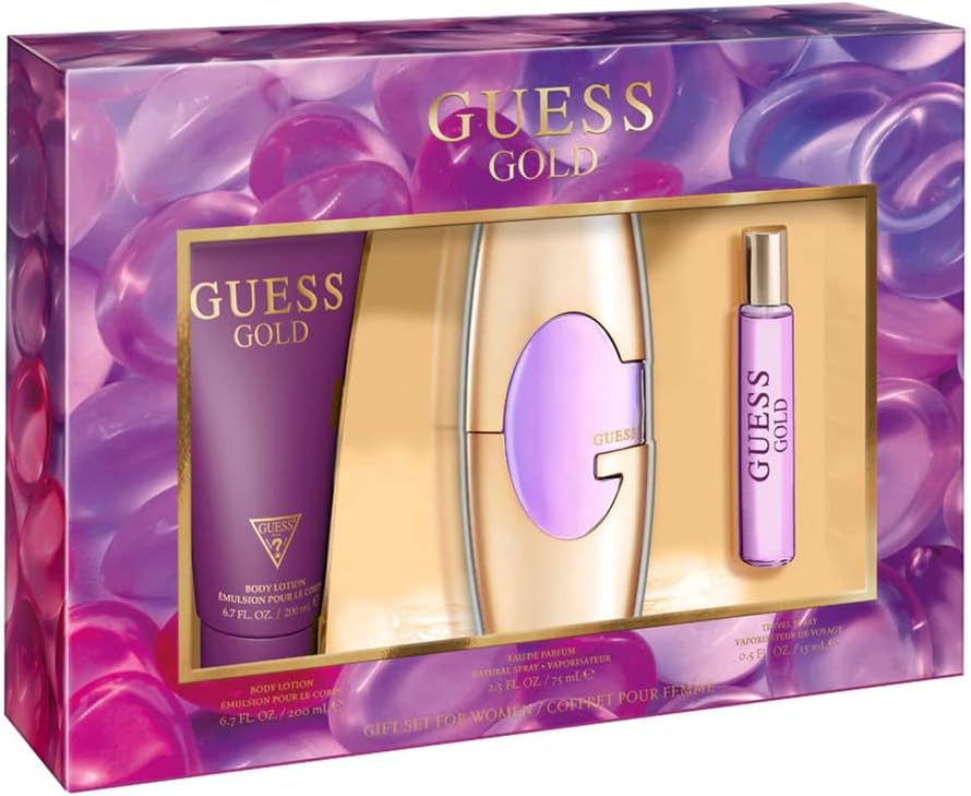 Amazon.com : Guess Guess Gold Women 3 Pc Gift Set 2.5oz EDP Spray, 0 ...