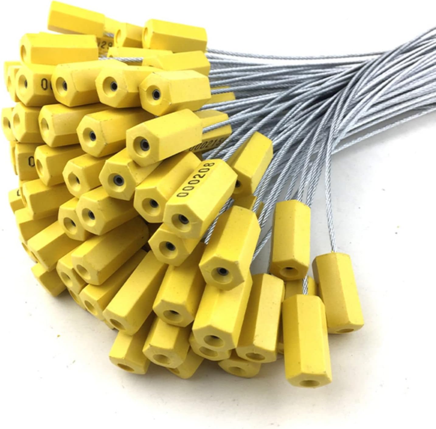 50 Pcs Steel Cable Seals with Numbered Security Labels Disposable Self ...