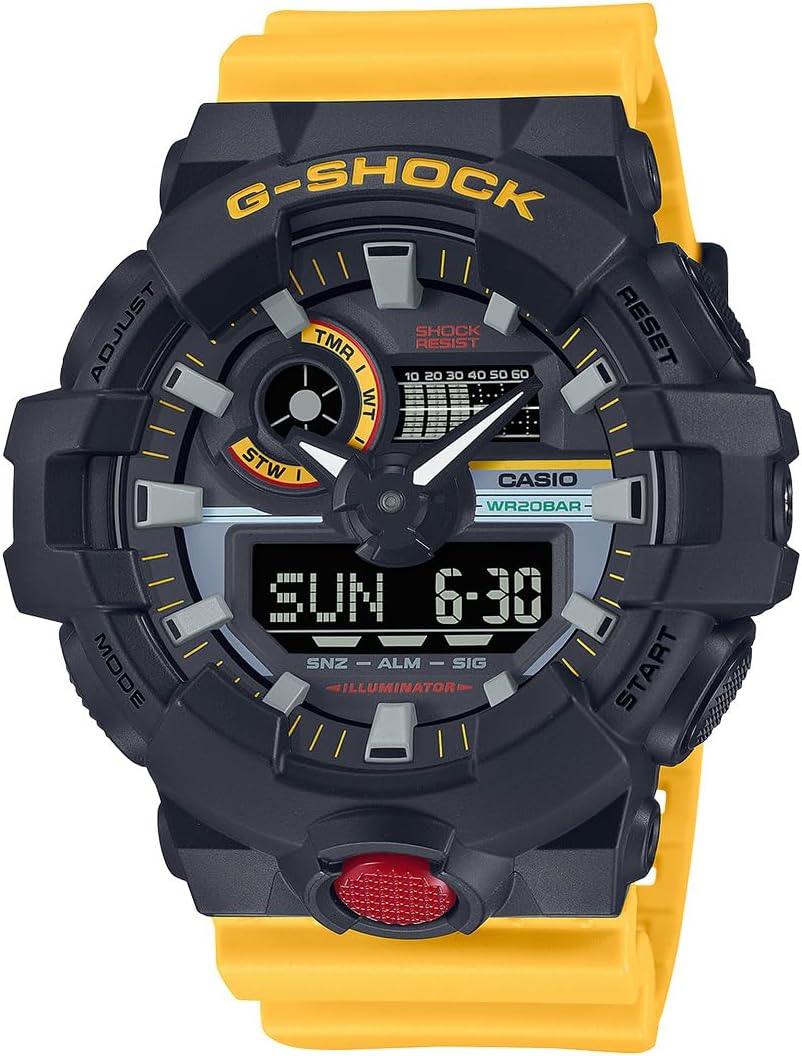 Casio G-Shock Mens GA-700MT-1A9DR Black Analog-Digital Dial Yellow ...