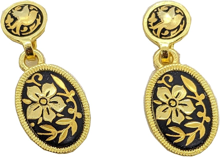 Amazon.com: ANFRAMA Vintage Damascene Spanish short drop earrings Spain ...