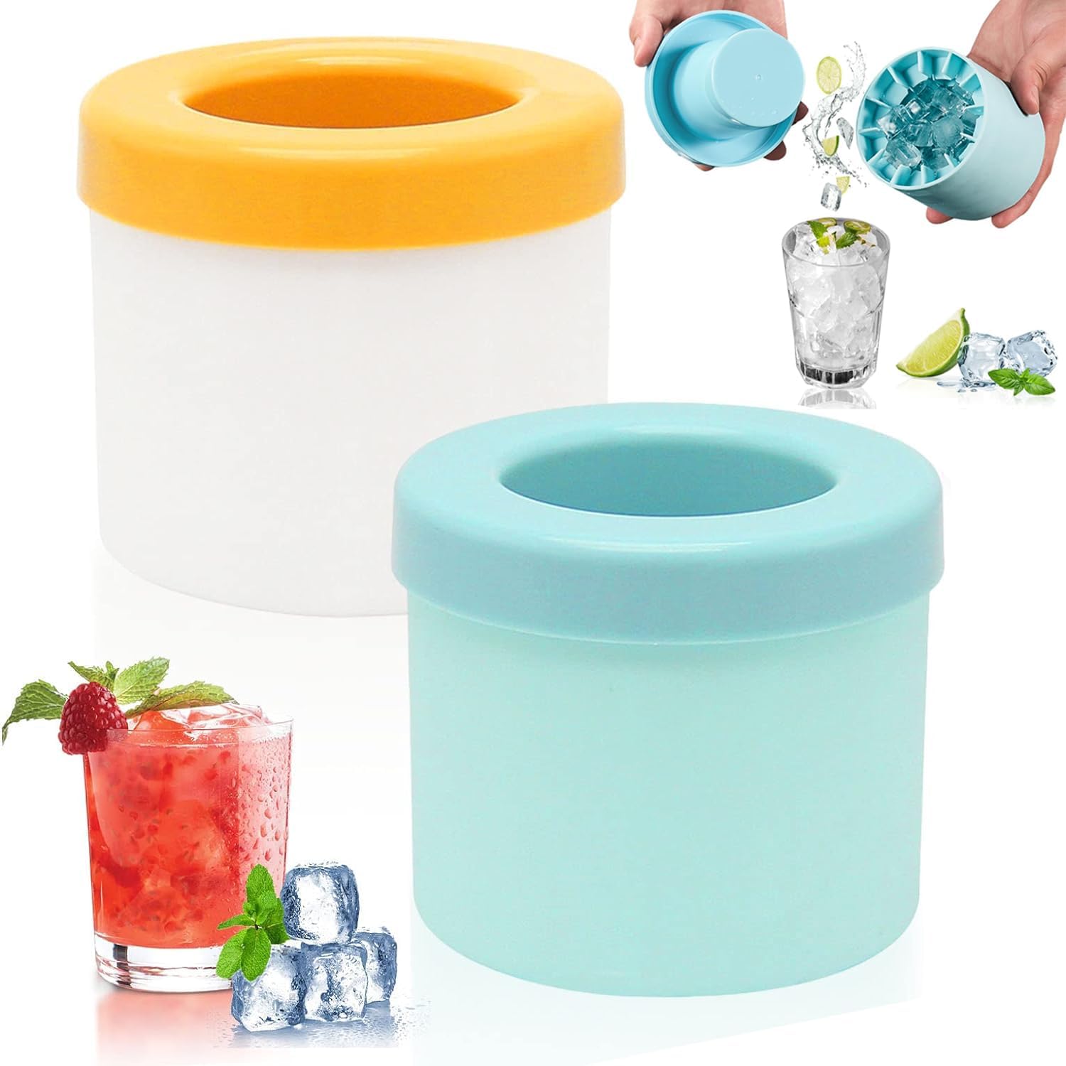 Amazon.com: Silicone Crushed Ice Maker Cup, 2 Pcs Mini Cylinder Ice ...