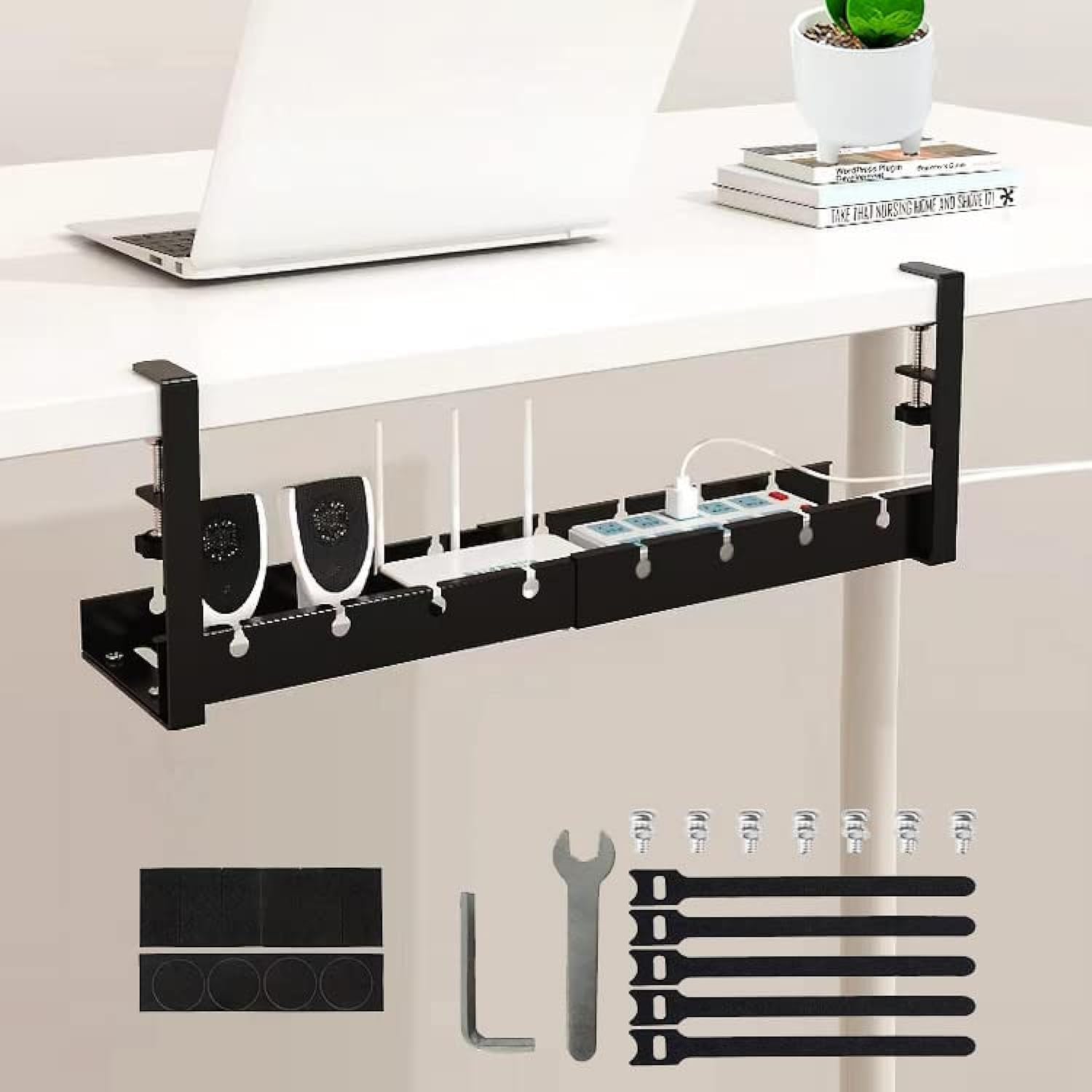 Under Desk Cable Management Tray：BLYPHOO® Upgraded Cable Organizer with ...
