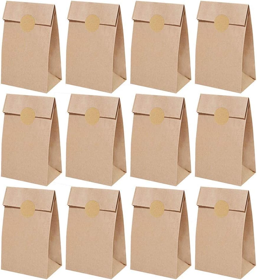 G2PLUS 100 PCS Brown Paper Bags Samll- 9x6x18 CM Kraft Candy Paper Bags ...