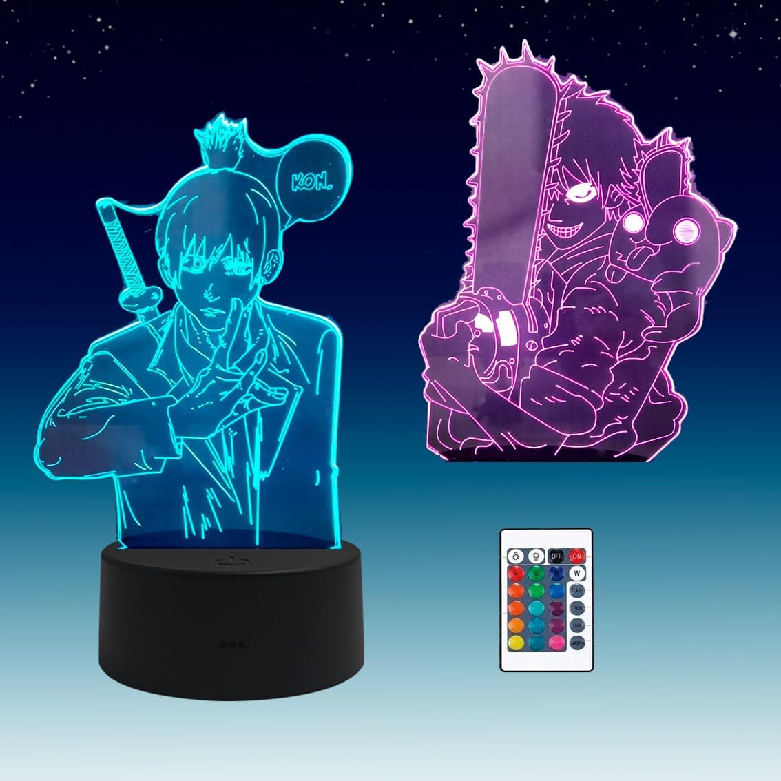Sosowlight 2 in 1,Chainsaw Man,3D Illusions LED Anime Lampe,16 Farben ...