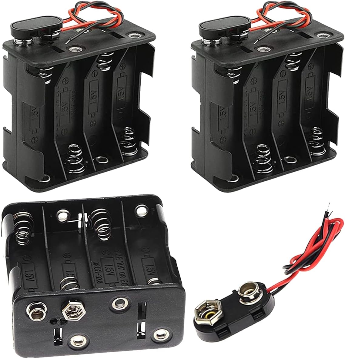 Amazon.com: MKBKLLJY 3Set 8 x 1.5V AA Thicken Battery Holder 12V with I ...