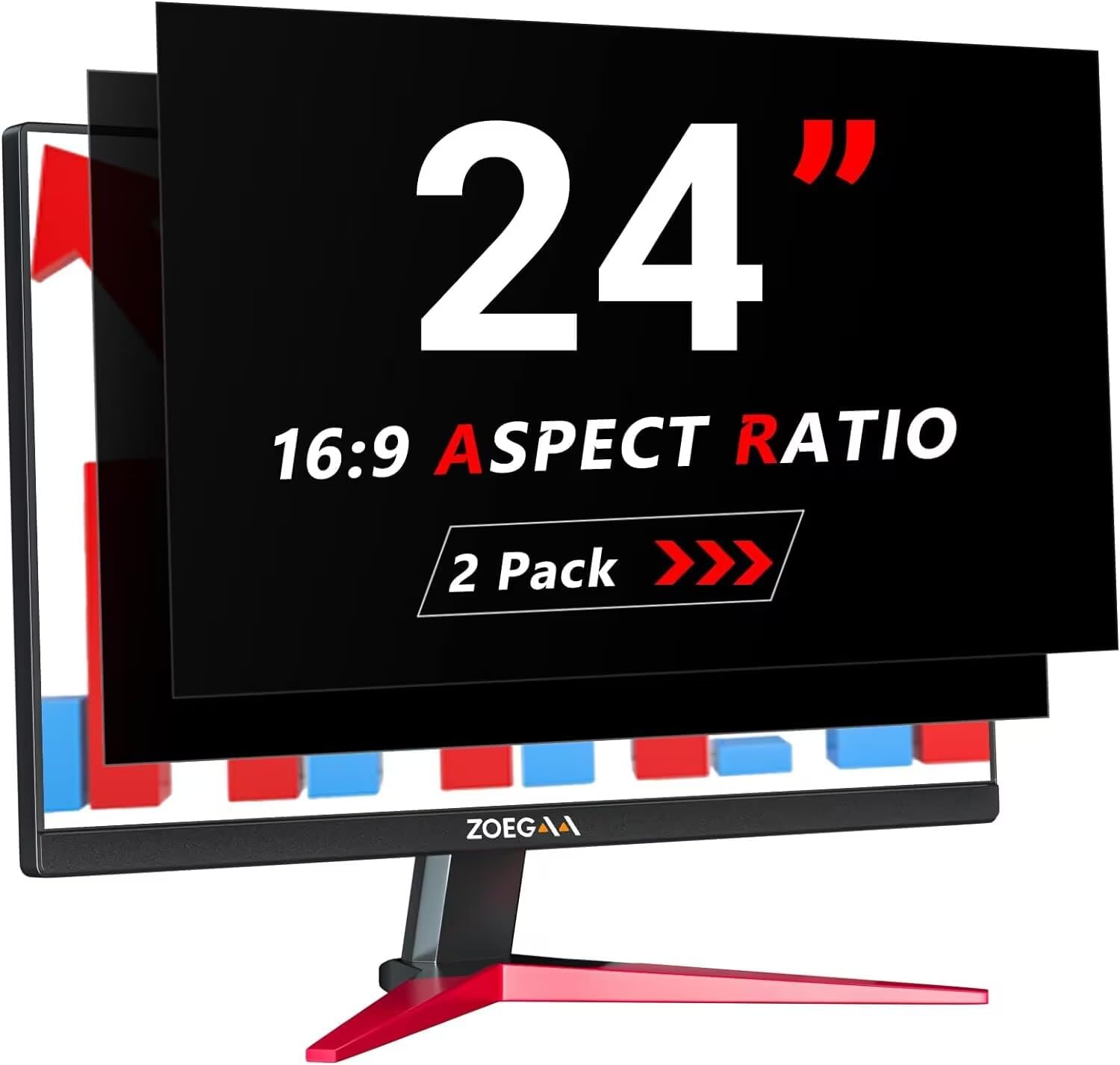 ZOEGAA 2 Pack 24 Inch Computer Privacy Screen Filter 16:9 Developed ...