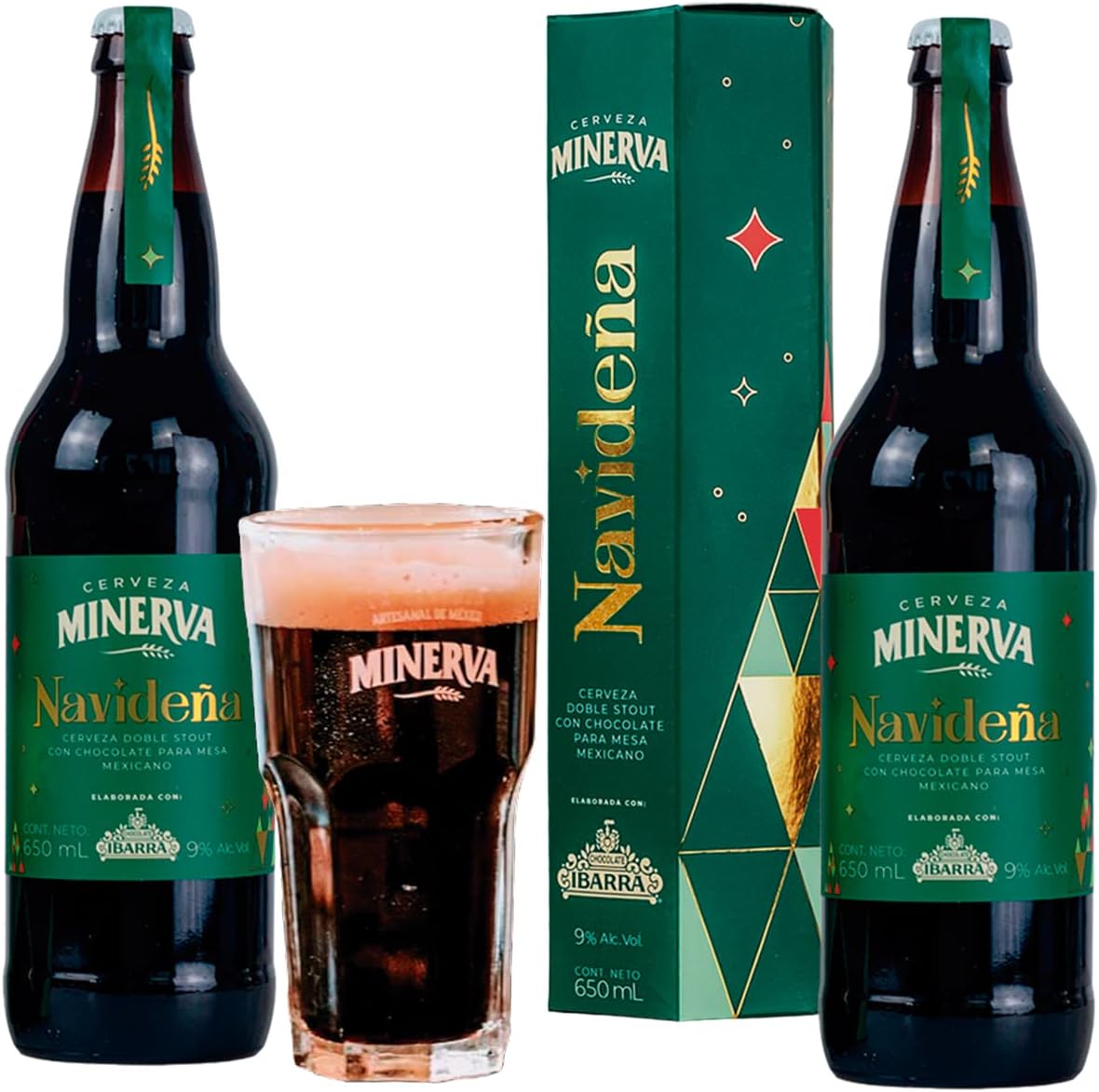 Cerveza Minerva Navideña 650 Ml - 2 Pack Con Vaso Boston : Amazon.com ...