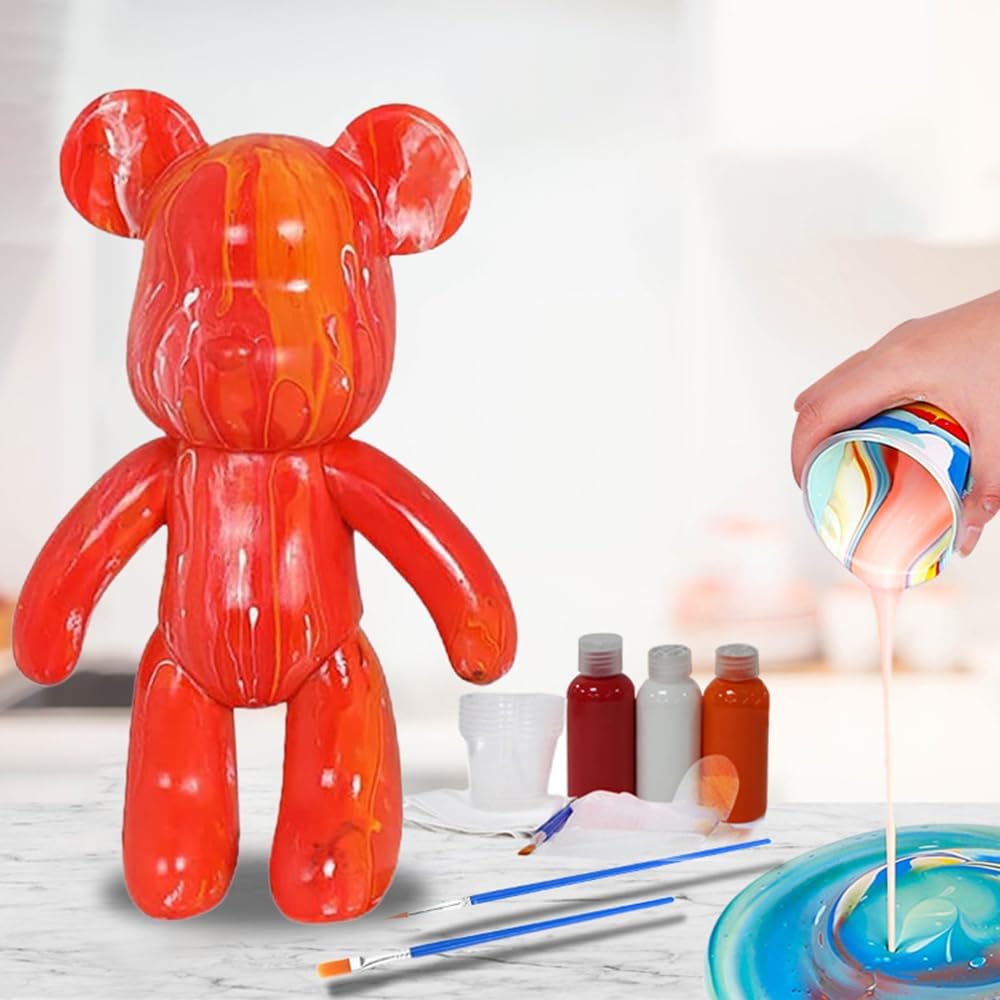 Amazon.com: HANDA DIY Painting Fluid Bear Teddy Bear Painting Kit Set ...