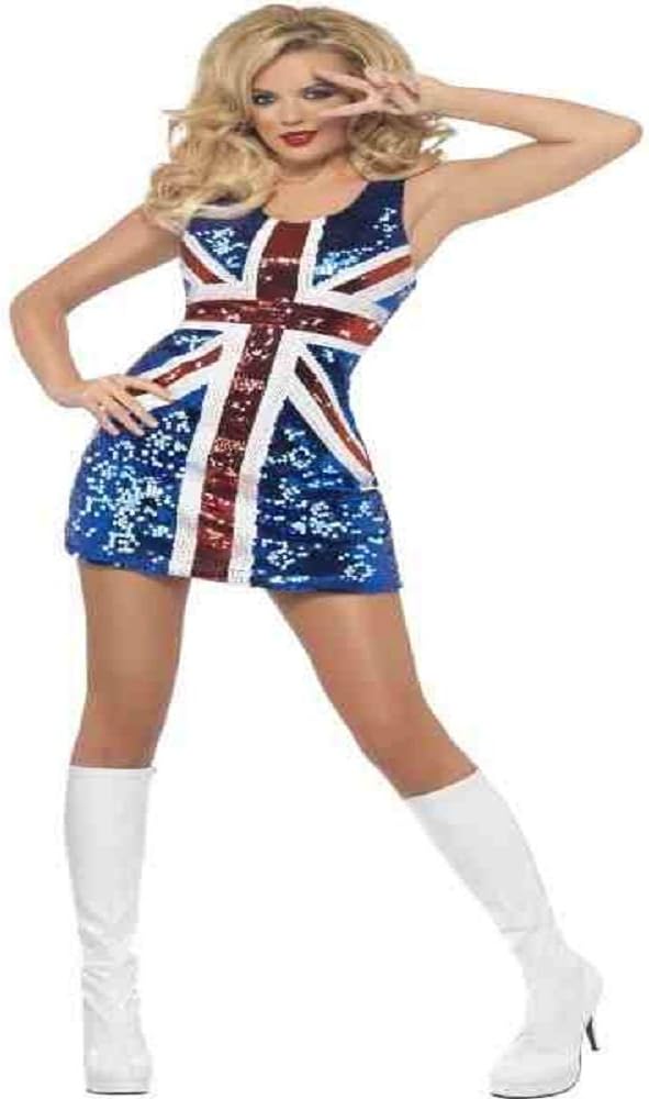 Amazon.com: KYUSports Sexy Britannia British Flag Sequin Dress Costume ...