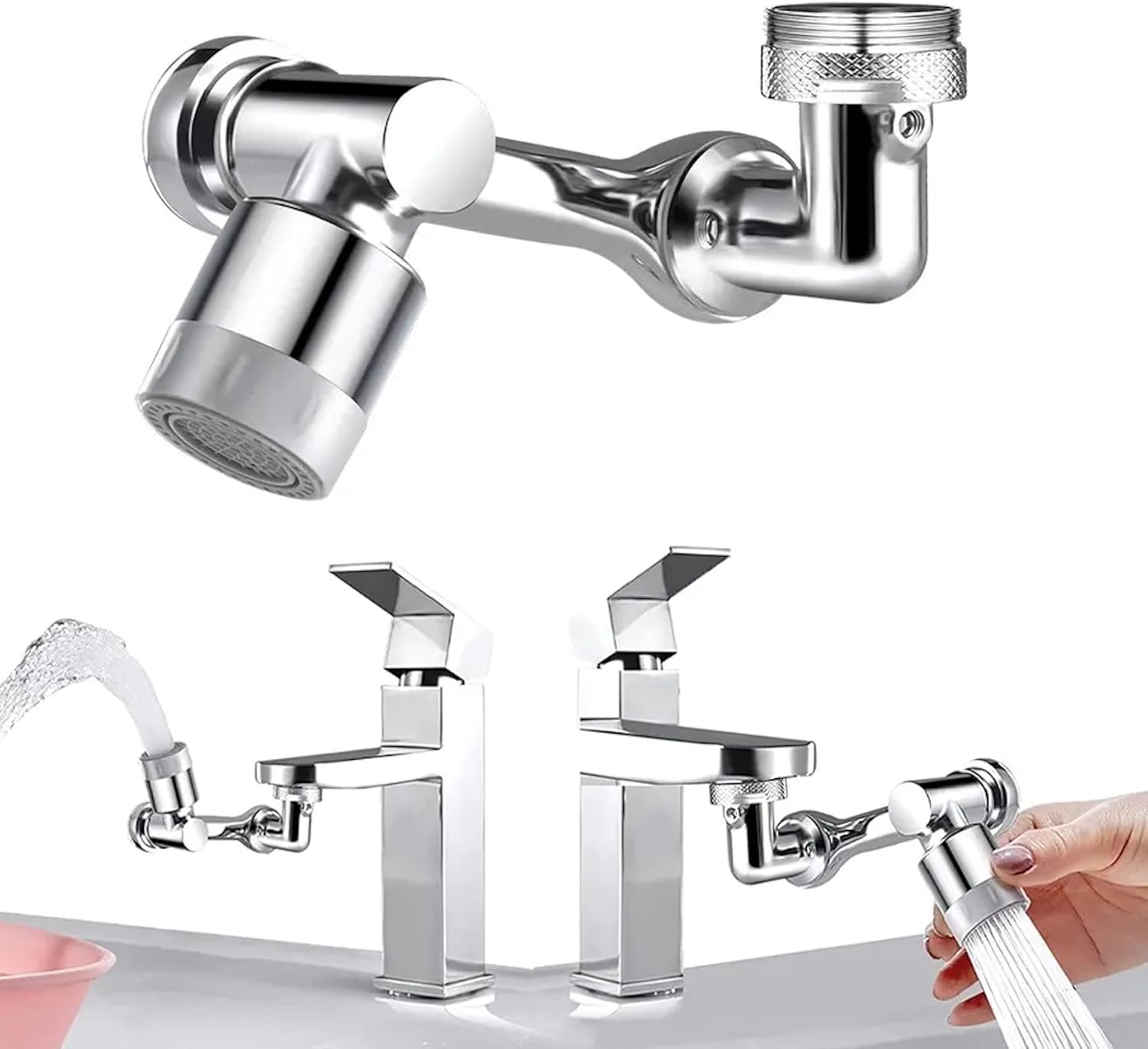 1080 Degree Premium Universal Swivel Faucet- Faucet Extender, Bathroom ...