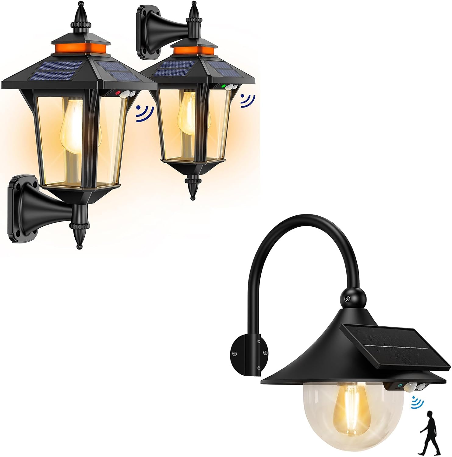 Aqonsie Solar Barn Lights Outdoor with 3 Lighting Modes & Motion Sensor ...