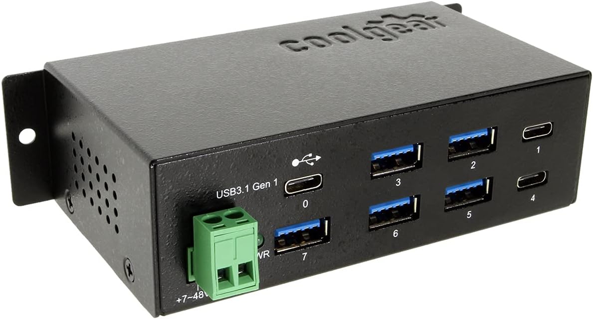 Amazon.com: Coolgear USB-C 7 Port Hub 3X Type-C 5X Type-A - DIN Rail ...
