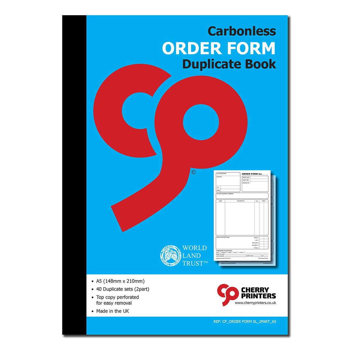 Cherry NCR Order Form SL Duplicate Book A5 40 Sets Carbonless : Amazon ...