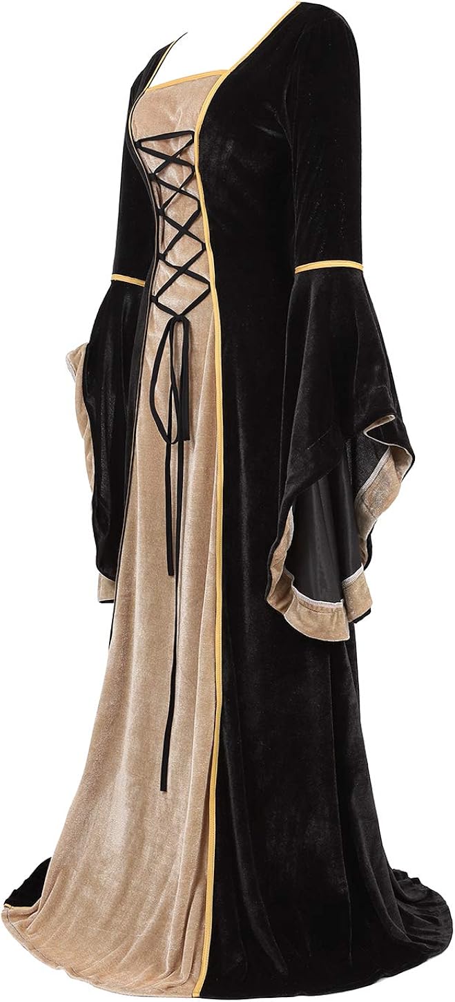 Amazon.com: Haorugut Renaissance Dress Women Medieval Dress Renaissance ...