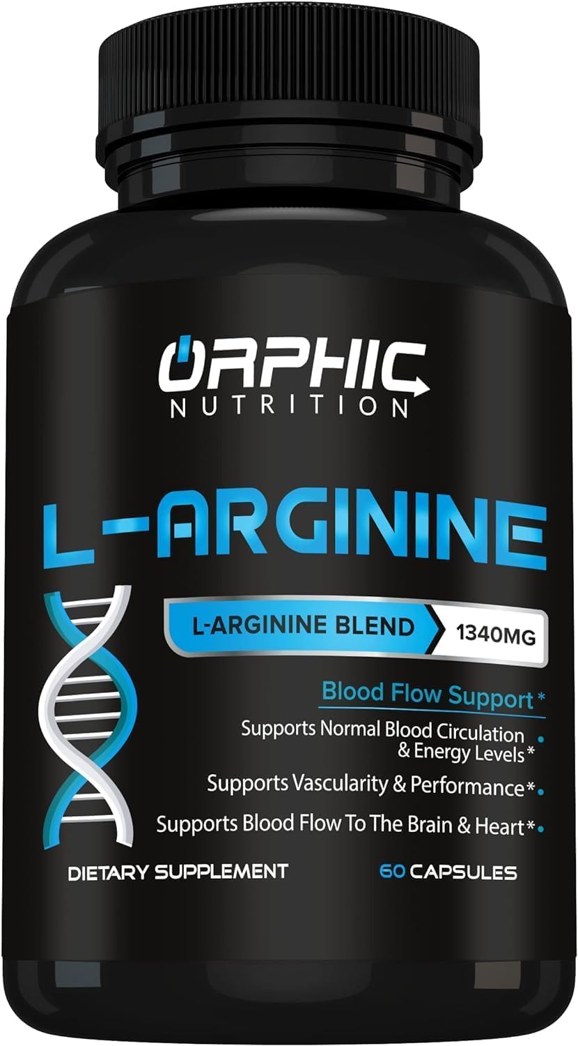 ORPHIC NUTRITION Extra Strength L Arginine - Nitric Oxide Supplement to ...